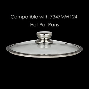 Steelite International 7347MW123 Lid with Stainless Steel Handle, Clear Glass Top, Complimentary to Hot Pot Pan 7347MW124, 11.0" Diameter, 2.5" Height, 12 Pieces