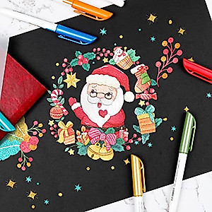 Metallic Markers Permanent Paint Pens: 12 Pack 2MM Medium Tip Metallic Pens for Black Paper, Rock, Pumpkin Painting, Scrapbooking, Egg, Mug, Glass, Fabric, Wood, Photo Album, Drawing & Art Supplies