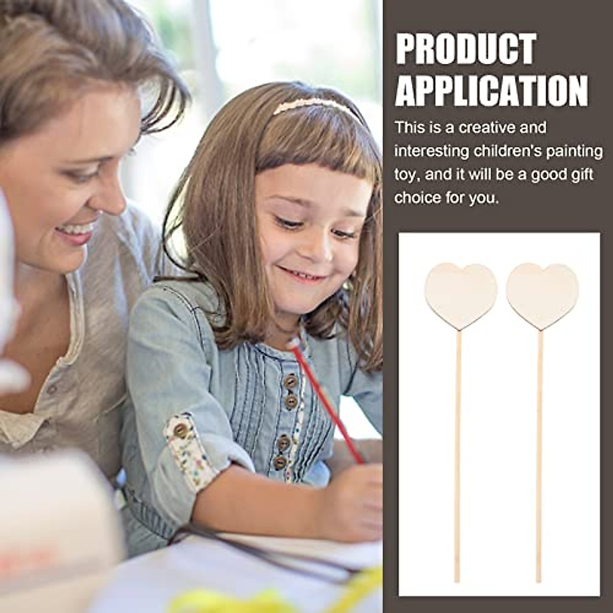 STOBOK Princess Fairy Wand Stick: 8PCS Unfinished Wooden DIY Crafts Heart Shaped Magical Wand for Girls Art Show Cosplay Costume Party