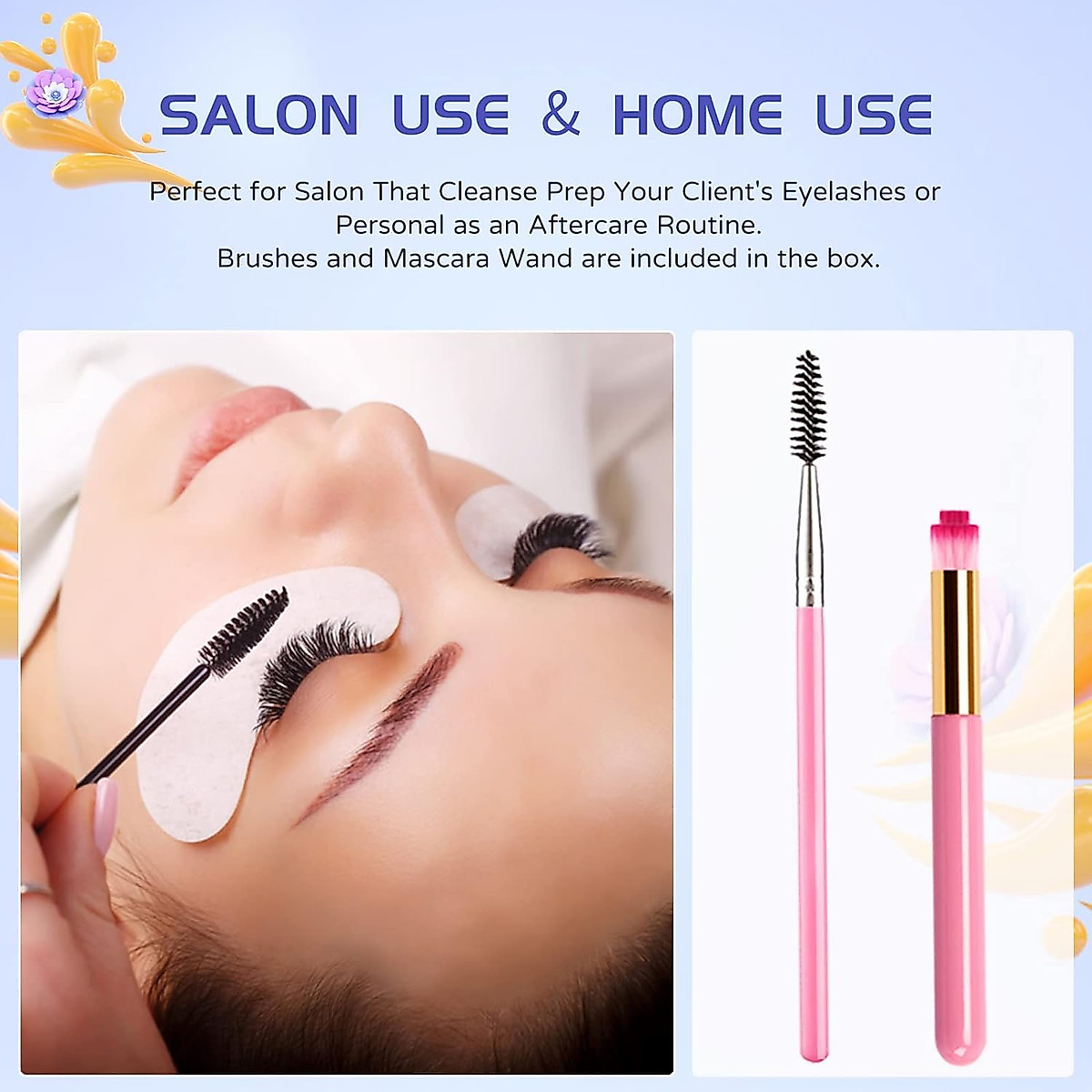 Vemofoper Lash Shampoo for Lash Extensions, Eyelash Extension Cleanser 60ml + Rinse Bottle + Brushes, Lash Bath for Eyelash Extensions, Lash Cleaner, Paraben & Sulfate Free, Salon and Home Use