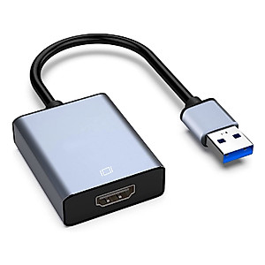 USB to HDMI Adapter, NOBNEQ USB 3.0/2.0 to HDMI for Multiple Monitors 1080P Compatible with Windows XP/7/8/10/11 (Grey)
