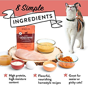 Human-Grade Mixed Variety Pack Wet Cat Food Pouch — Moist, Soft Cat Food Mixer, Topper, and Rotational Meal (2 Chicken, 2 Salmon) by Portland Pet Food Company