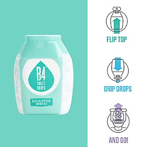 B4 Toilet Drops Toilet and Bathroom Deodorizer Drops, 2 Ounce Bottle (Eucalyptus Breeze)