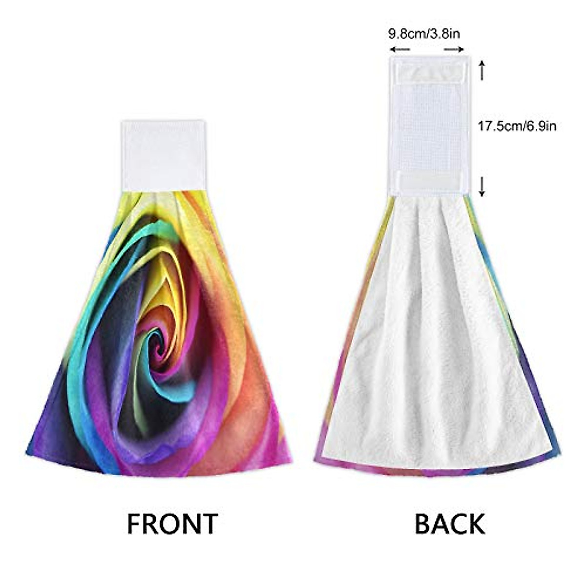 YPPAHHHH Colorful Rainbow Flower Rose Kitchen Hand Towel Set of 2 Hanging Towel with Loop Absorbent Tie Towels Dish Cloth Washcloth for Bathroom Laundry Room Tabletop