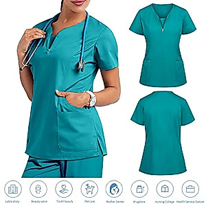 Jogger Scrubs for Women Set Stretchy Clearance Athletic Nurse Medical Uniform Workwear Clothes Elastic Top&Pants Suit (Navy Blue,Large,Large)