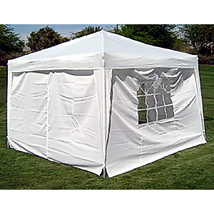 10 x 10 PALM SPRINGS EZ POP UP White Canopy Gazebo Tent with 4 Side Walls New