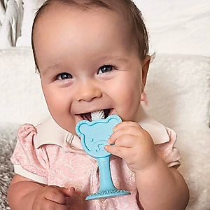 oogiebear Infant-to-Toddler Training Teether Toothbrush - 0-2 Years - 360° Soft Silicone, Promotes Safe Brushing, Baby & Kids Health - Teddy Bear Design Oral Care - 1 Unit