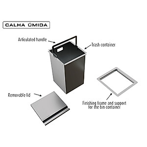 Stainless Steel Compost Bin for Kitchen Countertop Mounted, 1.32 Gallon Kitchen Compost Container with Lid, Compact and Easy Clean, Stainless Steel