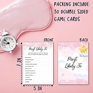 Slumber Party Games for Adults, Most Likely To - Sleepover Games Card, Blush Pink Pajama Party Game Idea, Birthday Party Supplies & Activity, Set of 30 Game Cards-A10