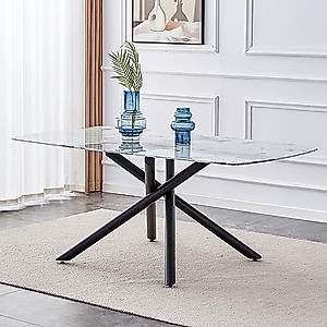 Modern Marble Dining Table,71''Faux Marble Dining Table,Rectangular Faux Marble Dining Table for 6-8 Person with 0.39''Thick Modern Faux Marble Dining Table