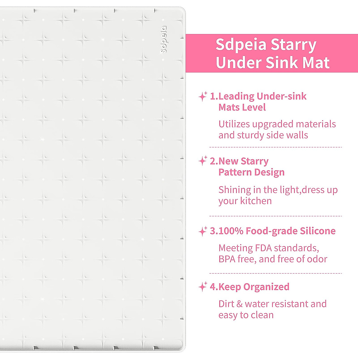 Sdpeia Under Sink Mat for [31" x 22"] Cabinet, Upgraded Silicone Waterproof Mat Kitchen Cabinet Liner Cabinet Protector Kitchen Organizers and Storage