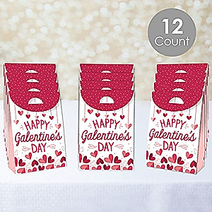 Big Dot of Happiness Happy Galentine’s Day - Valentine’s Day Gift Favor Bags - Party Goodie Boxes - Set of 12