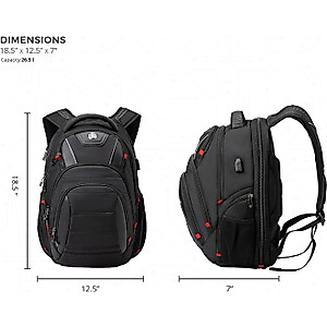 Swissdigital Design Circuit College Business Travel Backpack TSA Friendly Built in USB Charging RFID Protection Fits Laptops up to 15.6" Black (J14-BR)