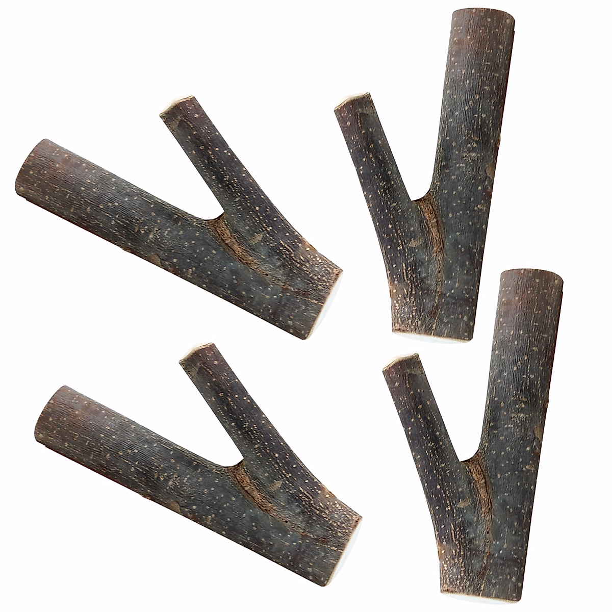 suiwotin 4pcs Real Tree Branch Wall Hook, Natural Wood Hooks Wooden Coat Hooks, Rustic Decorative Wall Mount Self Adhesive Hooks (Width 2-3 cm)