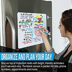 17x11 Stain-Resistant Magnetic Whiteboard for Fridge - Includes 4 Markers and Big Eraser with Magnets - Magnetic Dry Erase Board | Refrigerator White Board Organizer and Planner