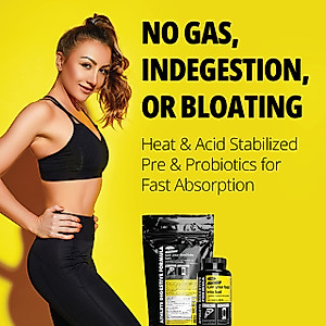 Gains in Bulk, Athlete Digestive Formula, Digestive Enzymes and Probiotics (90 Count) 8 Strains of Live probiotics, 16 Different Plant enzymes. Patented Stabilized Probiotics