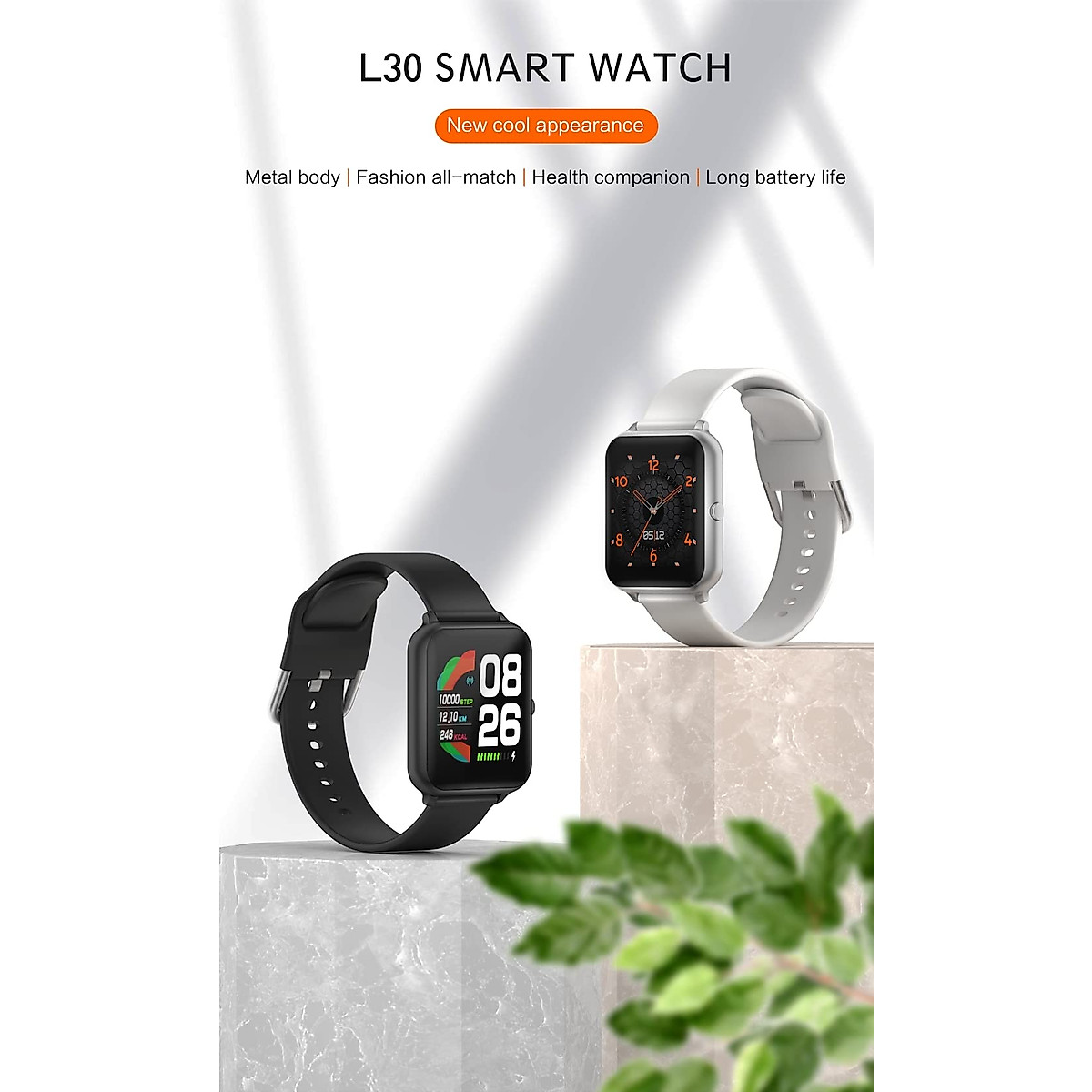 Baisnow Men's and Women's Smart Watches ， Health Smart Watch Capable of Monitoring Heart Rate， Sleep Monitoring, Step Counting, etc，Black