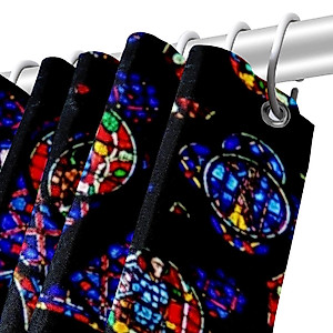 KXO Window Glass Stained Shower Curtain Waterproof Washable Bath Curtains Polyester Bathroom Curtain Set with Hooks 72"x72"