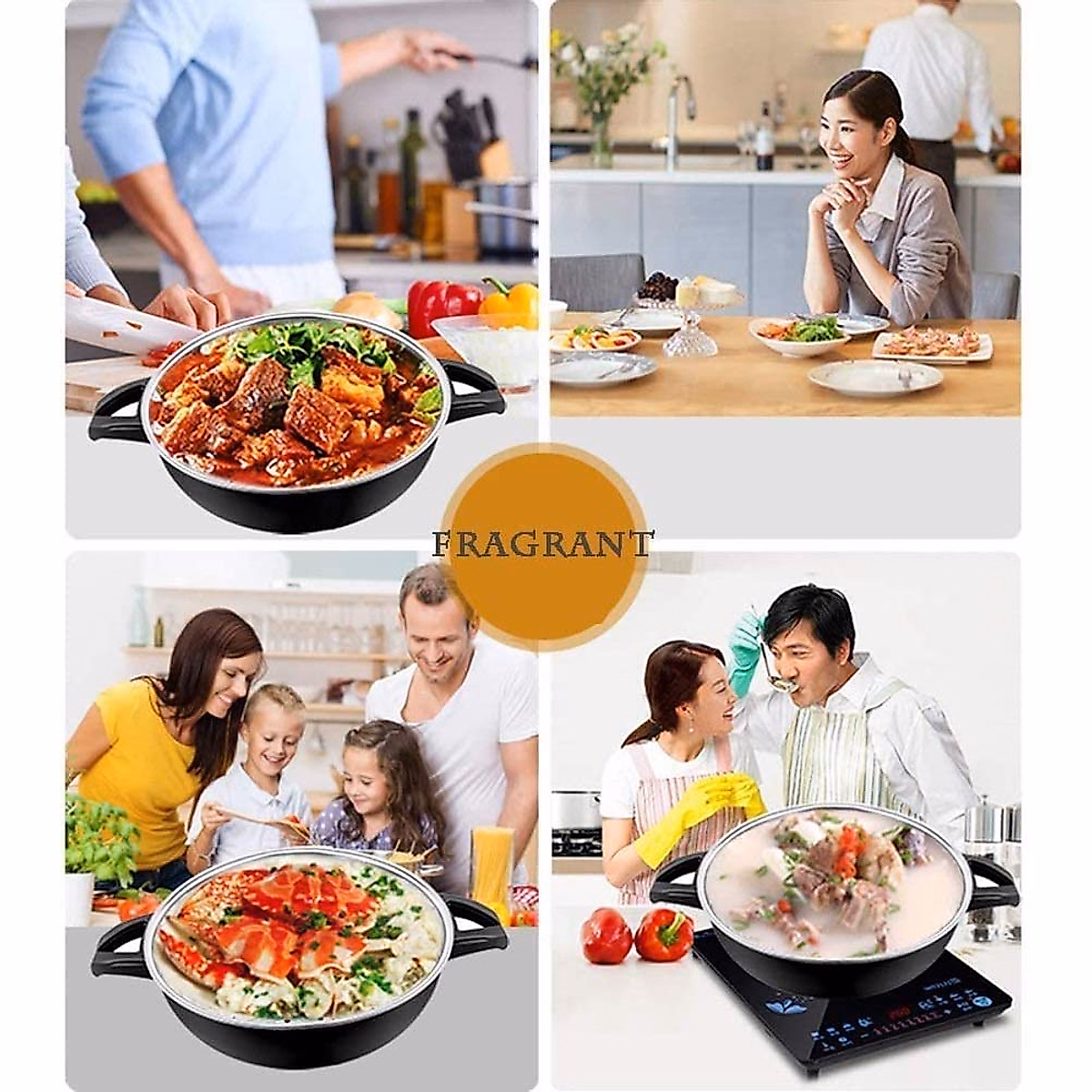 QIANMEI Ceramic Tagine Pot 3.5L Cast Iron Pot|Tagine Pot with Enameled Cast Stainless Steel Base|Easy to Clean|Without Lead Cooking Healthy Food