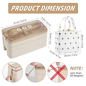 SELPONT unch Box 1100ml/38oz, 3-Layer Bento Box with Spoon & Fork for Adult & Office Worker, BPA-Free Lunch Box Leak-Proof Food Containers with Bonus Lunch Bag (Beige)