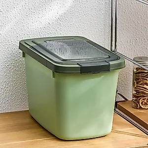 Food Storage Containers With Lids, Airtight Rice Dispenser, Large Capacity Storage Bins, BPA Free Plastic Sealed Holder Bin Dispenser, Pet Food Container, Rice Bucket for Cereal Grain Flour (green)