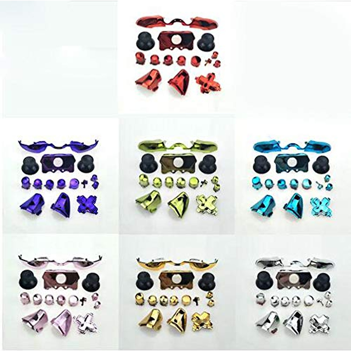 Full Set Chrome Dpad Bumpers Triggers Buttons RT LT RB LB Button ABXY Buttons with Thumbstick for Xbox One Elite Xbox One E Controller Replacement (Blue)