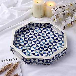 HANDICRAFTS HOME 12x12 Octagon Multi Decorative Tray Breakfast Coffee Table Top Vintage Handmade Serving Tray