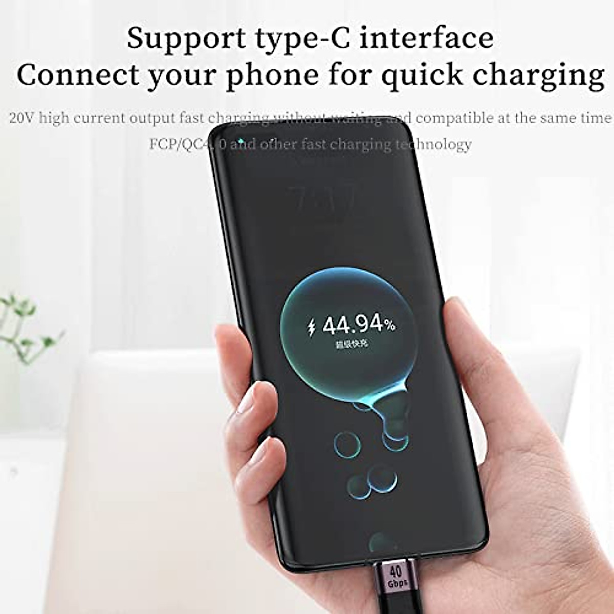 APEXSUN Short USB C Cable，USB C to C 0.4 Ft Flexible Cable Support Thunderbolt 4/3,USB4, PD 100W Quick Charge,8K Video,40Gbps Data Transfer for External SSD, EGPU, Docking,MacBook,Phone,PowerBank
