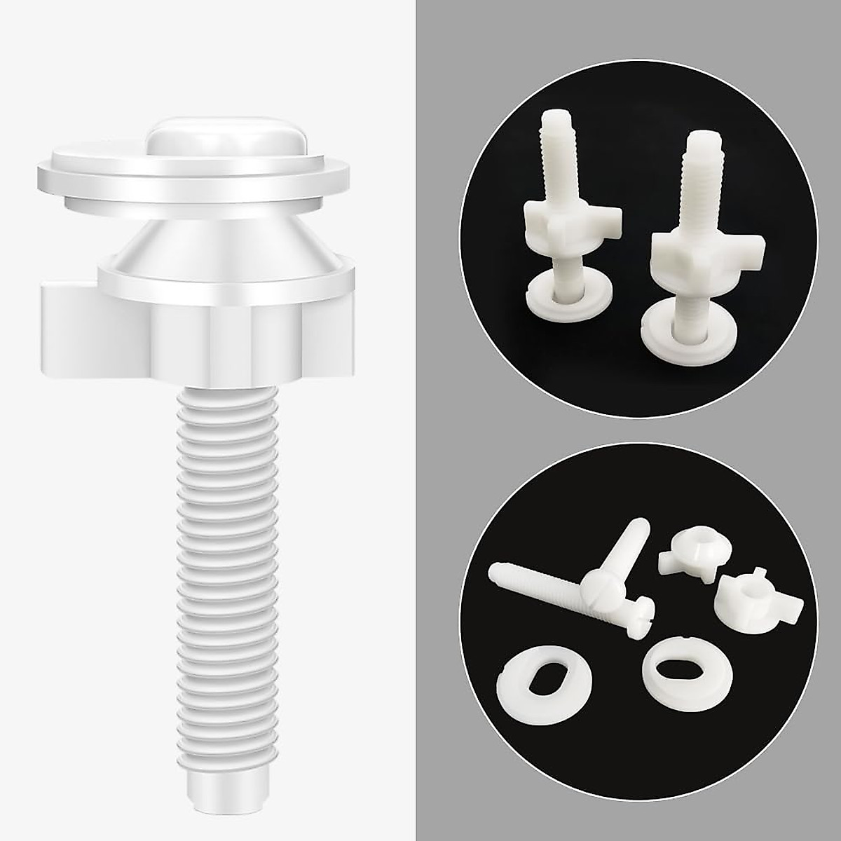 Toilet Seat Screws Universal Replacement Plastic Toilet Seat Hinge Bolt Screws with Nuts and Washers for Top Mount Toilet Seat Hinges (2 Pcs)