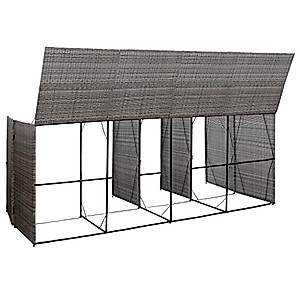 Quadruple Wheelie Bin Shed,Garbage Bin Shed,Outdoor Garden Patio Storage Shed,for Garbage Cans,Bin Shed for Patio Backyard Garden Anthracite 120.1"x30.7"x47.2" Poly Rattan