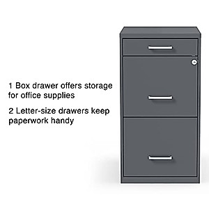 Staples 3-Drawer Vertical File Cabinet, Locking, Letter, Charcoal, 18"D (18606)