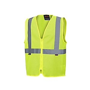 Pioneer Safety Vest for Men – Hi Vis Reflective Mesh Neon, Zipper Closure, Self-Color Binding for Traffic, Security Work – Orange, Yellow/Green