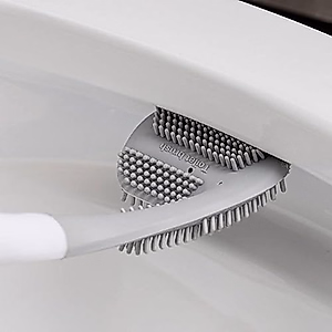 Silicone Toilet Bowl Brush Wall Mounted Floor Toilet Brush Plastic Toilet Cleaner Brush and Holder Set 3.4 X 3.5 X 16 Inch