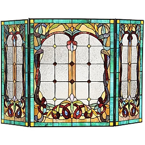 Chloe Victorian 3pcs 44x28 Lucian Tiffany-Style Folding Fireplace Screen
