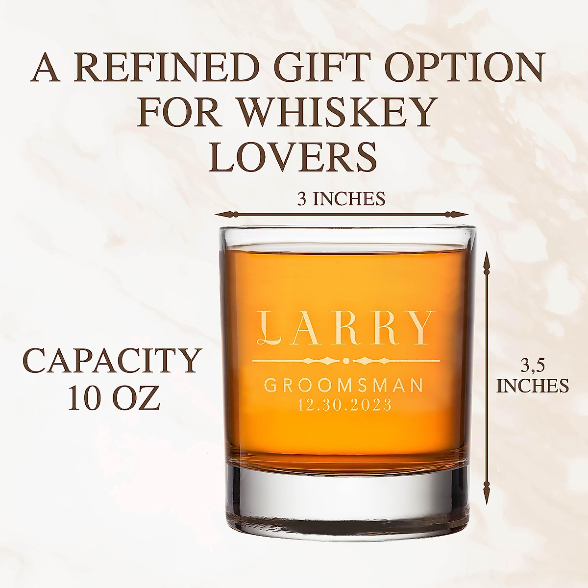 Set of 5, Groomsmen Gifts, Customized Whiskey Glasses for Groomsmen - Personalized Gifts for Groomsmen Proposal, Bachelor Party Favors, and Best Man Gifts