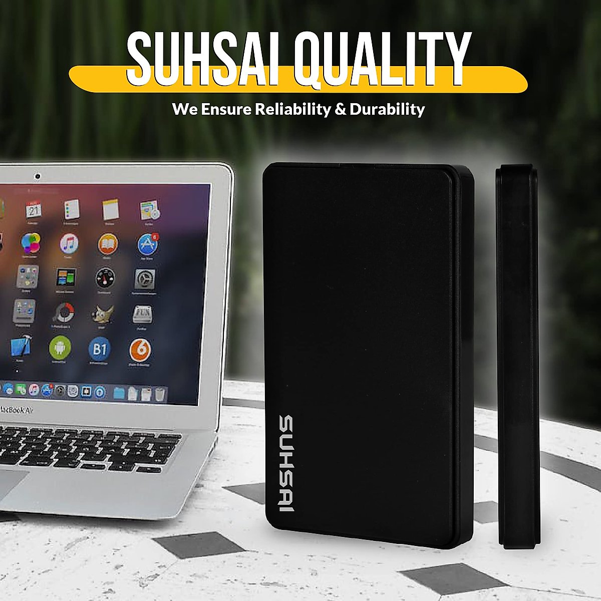 SUHSAI Portable External Hard Drive 1TB USB 3.0 Slim Pocket Size Hardisk Gaming Harddrive Storage and Data Backup Memory Extended 2.5" HDD for Xbox PS4 PS3 PC Games Mac Laptop Desktop (Black)