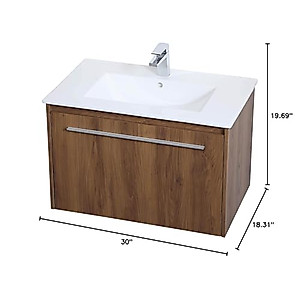 Elegant Kitchen and Bath 30 inch Single Bathroom Floating Vanity - Walnut Brown