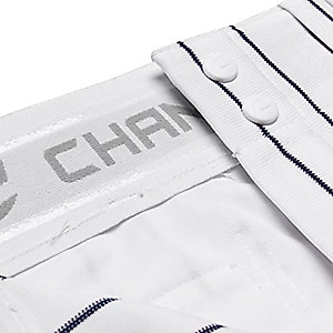 CHAMPRO Triple Crown Knicker Style Baseball Pants with Knit-in Pinstripes and Reinforced Sliding Areas, White,Navy, x-Large