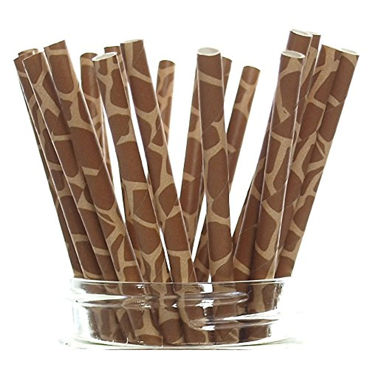 Giraffe Print Straws (25 Pack) - Giraffe Pattern Paper Straws, Giraffe Party Supplies, Giraffe Spot Drinking Straws