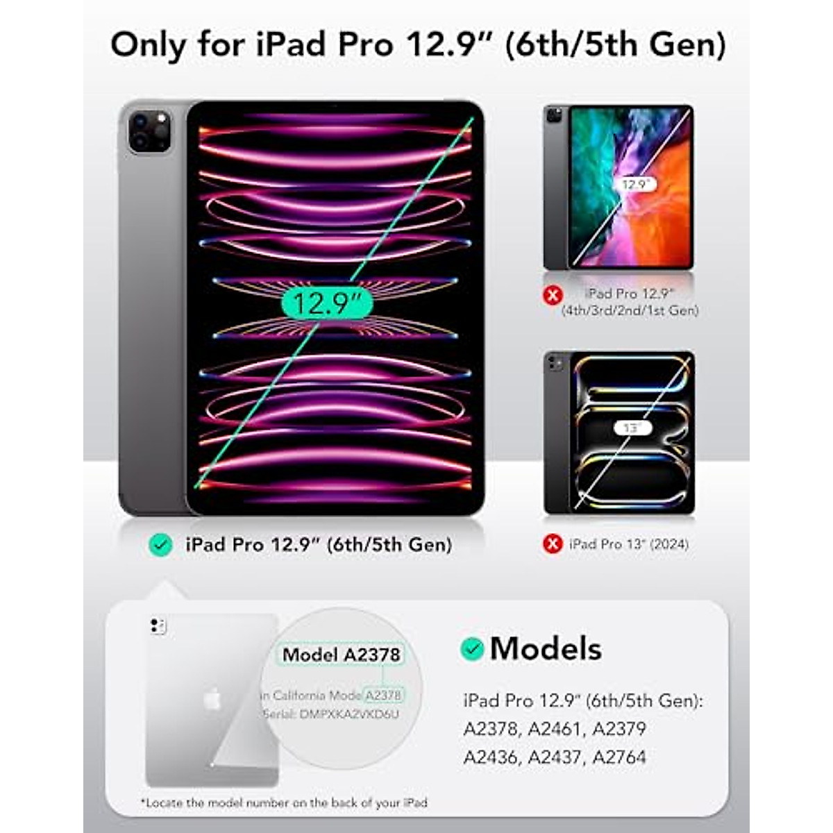 ESR for iPad Pro 12.9 Case, 12.9 inch iPad Pro case (2022/2021, 6th/5th Generation), Thin and Lightweight, Yellowing Resistant, Hard Back, Supports Pencil 2, Classic Series, Clear