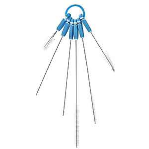 ALINK Straw Cleaning Brush with Handle, Good Grips Bottle Straw Cleaner Set for Extra Long Wide Straws, Baby Bottle, Tumbler, Pipe, Tube, Lids, Pack of 6 - Blue