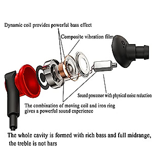 BACKWIN Wired Earbuds Dual-Drive Iron Ring in-Ear Headphones with mic Hi-Res immersive Sound Heavy bass Noise Isolation Earphones bass Boost,High Fidelity 3.5mm Jack Ear Buds Noise-Cancelling (Red)