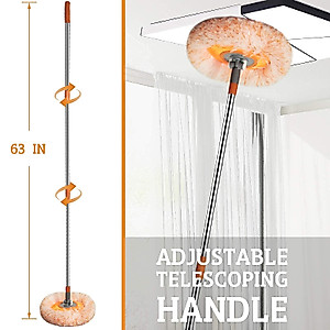 TIMIVO Dust Mop, Microfiber Mops for Floor Cleaning, with Height Adjustable Handle and 1 Washable Mops Pad, Wet & Dry Floor Cleaning Mop for Hardwood, Tiles, Laminate - Dust Broom (Orange)