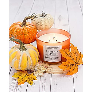 Pumpkin Spice Candle | Fall Candles | Luxury Soy & Beeswax Candles for Home | 16 oz. Large Jar 3 Wick Candle | Thanksgiving Candle | Fall Scented Candle | Autumn Candles