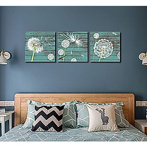 Office Wall Decor Wall Art for Bedroom Dandelion Picture Wall Art Green Driftwood Bathroom Decor Wall Art Modern Canvas Prints Artwork Living Room Kitchen Decor 12x12inch 3 pieces Easy to Hang