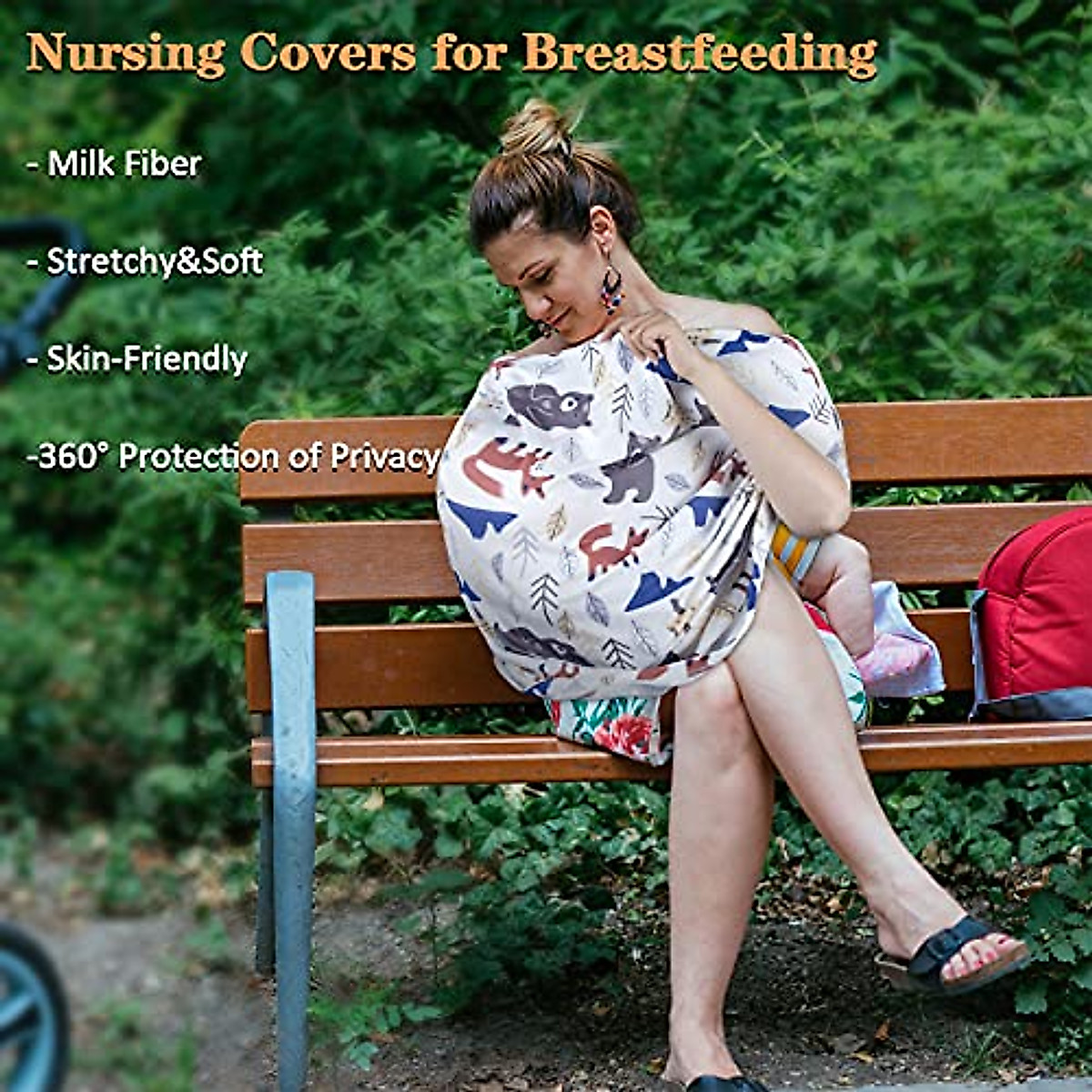 Baby Car Seat Cover, Nursing Cover for Breastfeeding, Baby Carseat Canopy for Boys and Girls, Infant Car Seat Cover, Multiuse Baby Shopping Cart/High Chair/Stroller Covers (Little Bear)