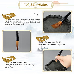 12 Pieces Chinese Calligraphy Brushes Painting Writing Brushes Watercolor Brushes Set Kanji Japanese Sumi Painting Drawing Brushes Kanji Art Brushes with Roll-up Brush Holder