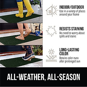 GORILLA GRIP Front Door Mat, Indoor Outdoor Ultra Absorbent Moisture Guard Doormat, Absorbs Up to 1.7 Cups of Water, Stain and Fade Resistant, Rubber Backing Doormats, Captures Dirt, 29x17 Green