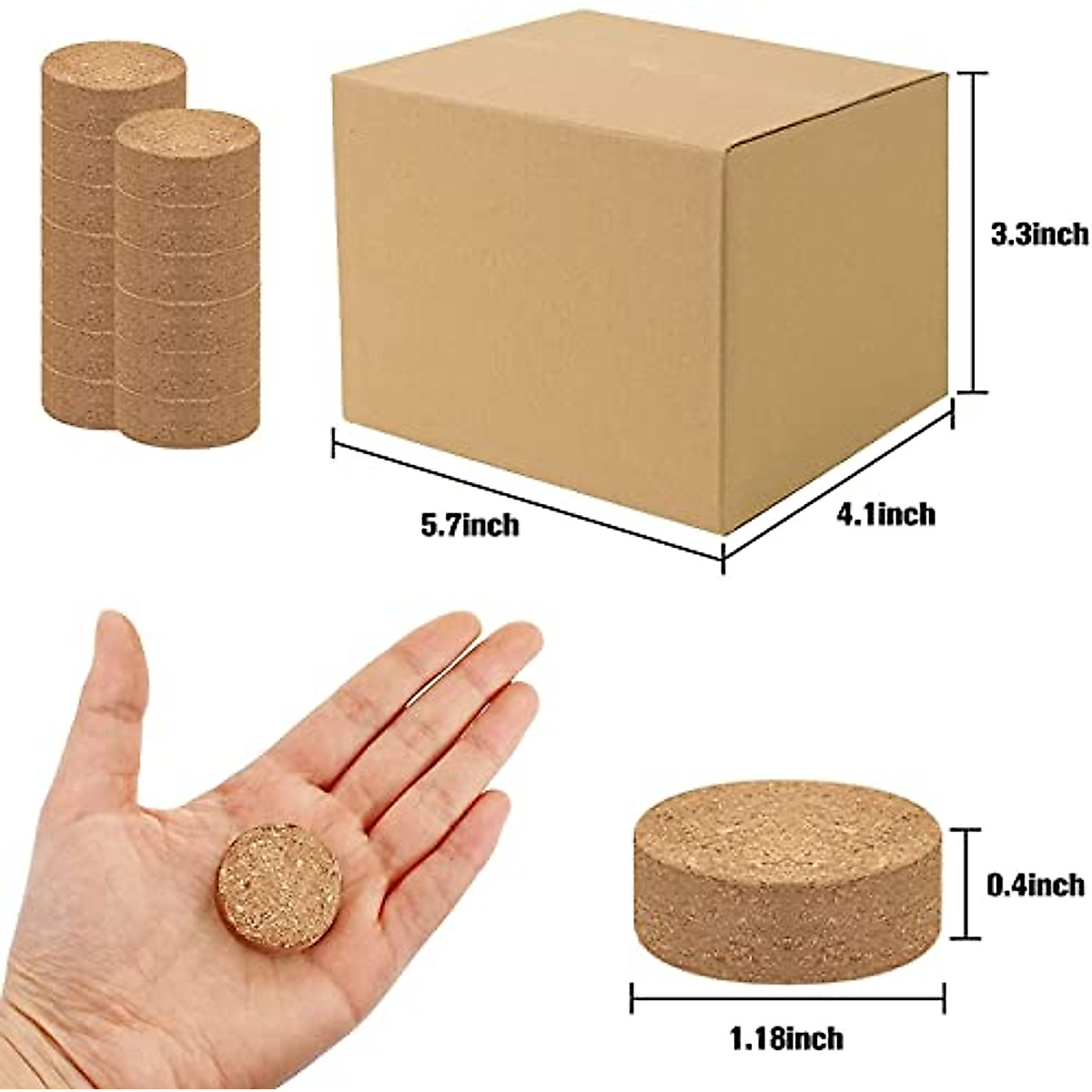 ZeeDix 50pcs(30mm) Compressed Coco Coir Fiber Potting Soil- Coir Medium, Coconut Soil for Indoors or Outdoors, Bonsai, Herbs, Plants, Flowers and Vegetables