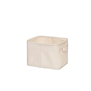 YONBEN Decorative Basket Rectangular Fabric Storage Bin Organizer Basket with Handles for Clothes Storage (11.6 x 8 x 7.8, Beige)
